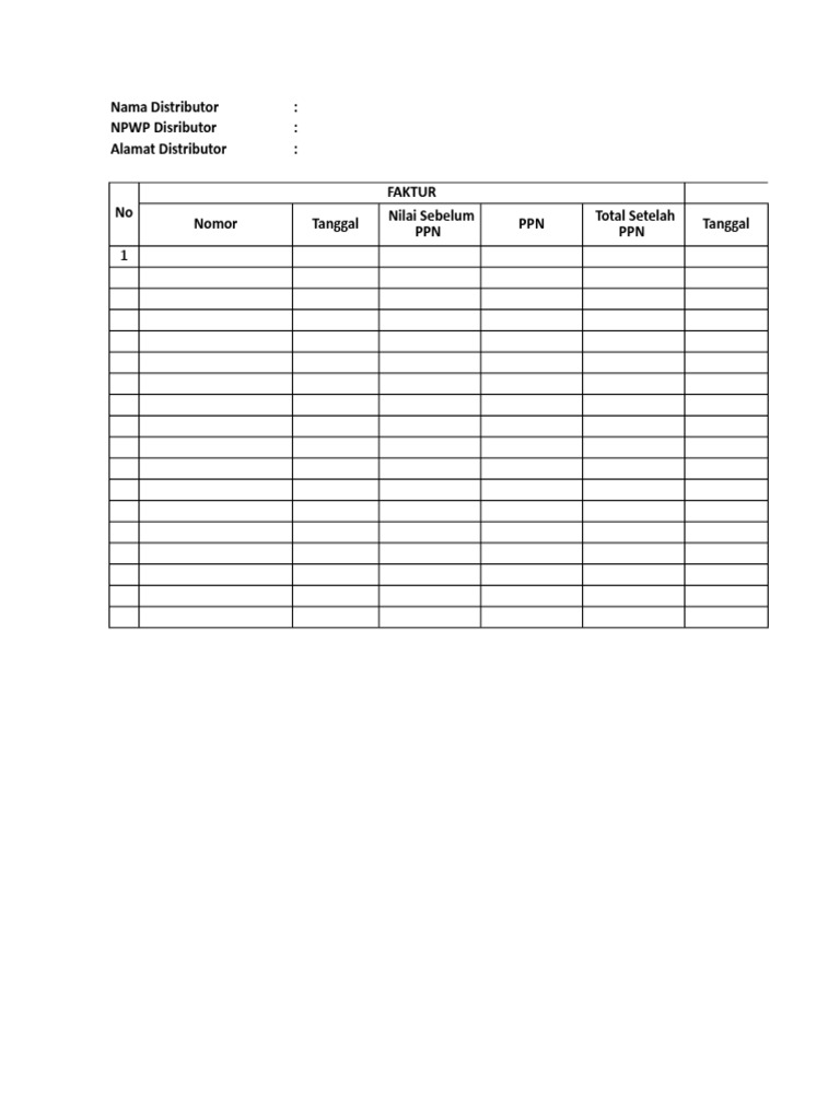 Format Rekap Faktur FORMATTTTT | PDF