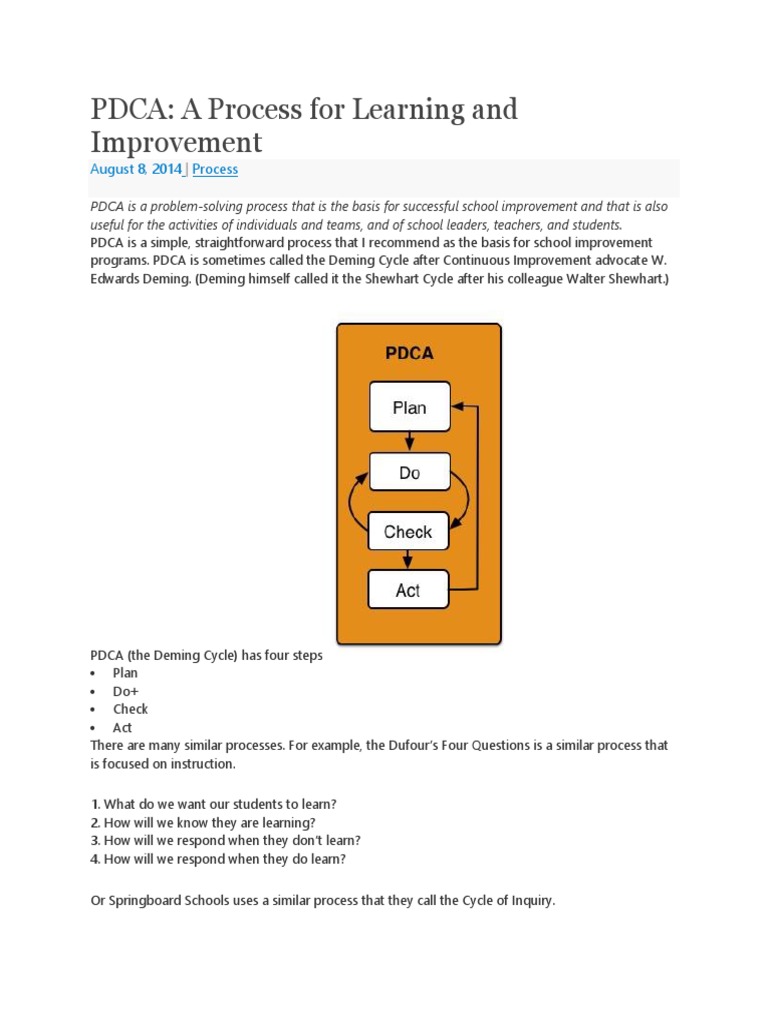 PDCA 3 Applied in Education | PDF | Teachers | Pedagogy
