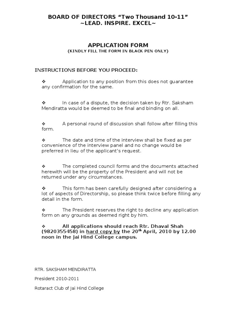 BOD Application Form | Download Free PDF | Government | Business