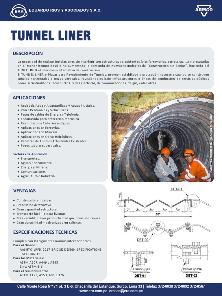 Ficha Tecnica - Tunnel Liner Era | Descargar gratis PDF | Túnel | Excavación (Arqueología)