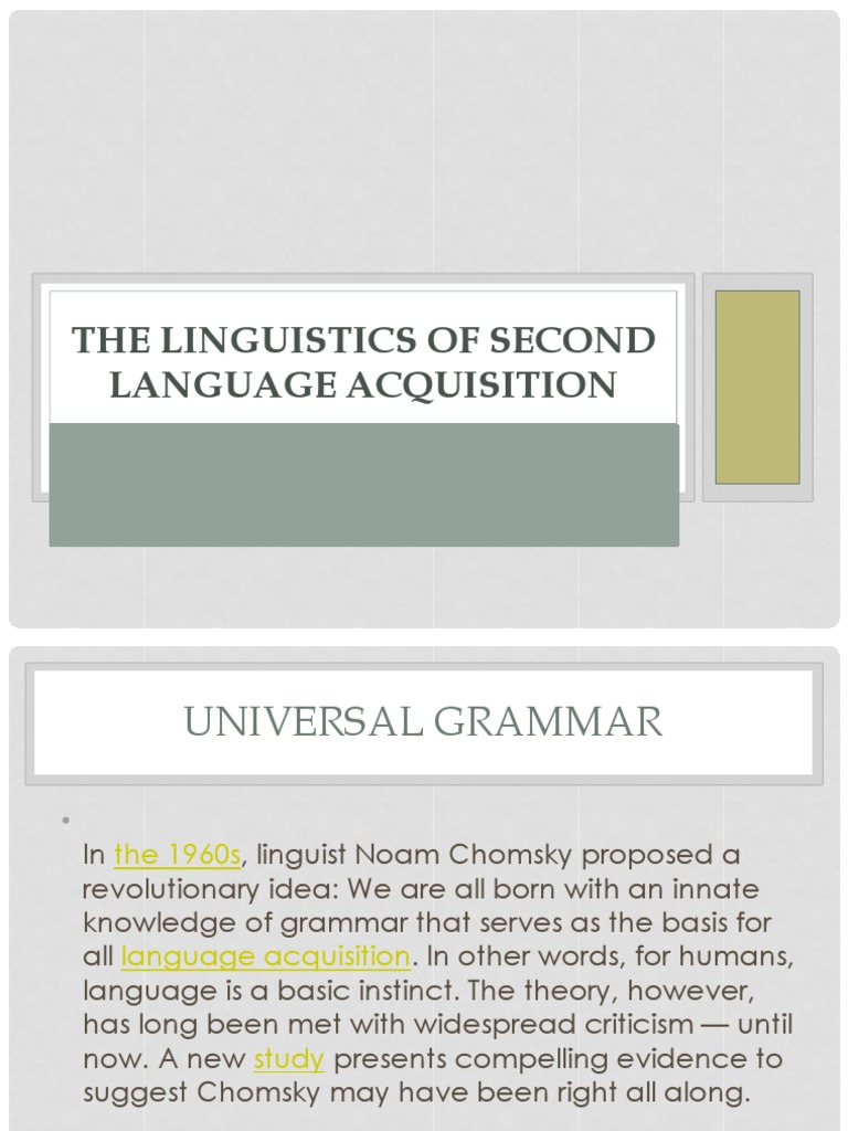 Universal Grammar | PDF | Second Language Acquisition | Linguistics