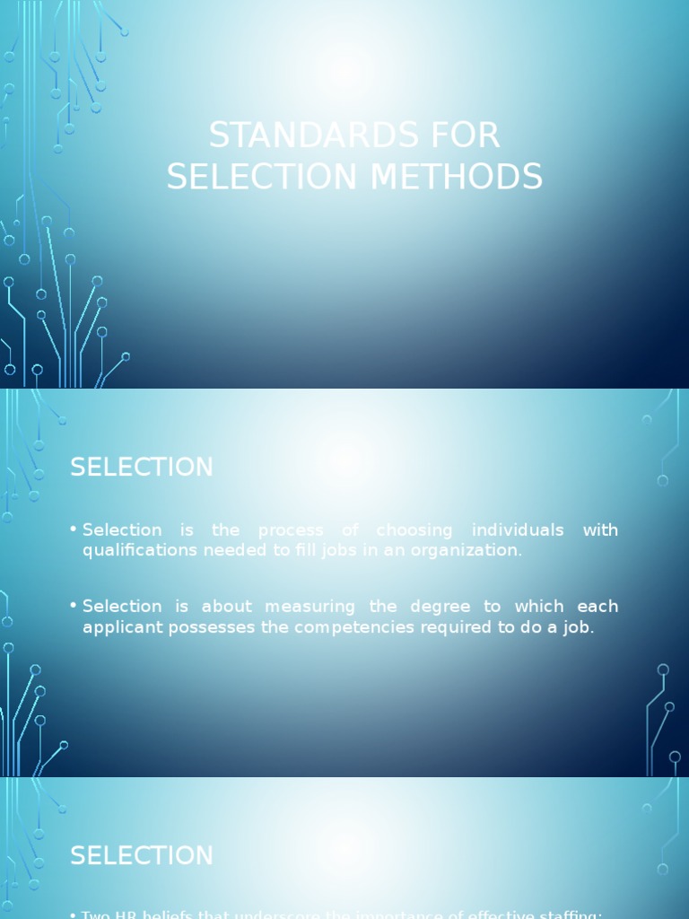 Standards For Selection Methods | PDF | Validity (Statistics ...