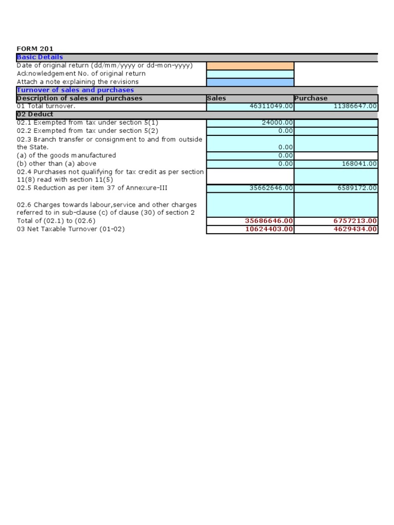 VAT RET 201 Monthly New (Oct-10) | PDF | Tax Credit | Taxes