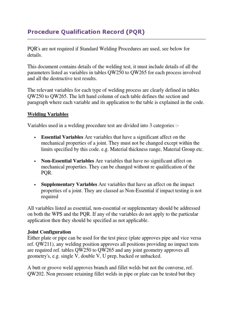 Procedure Qualification Record | PDF | Welding | Construction
