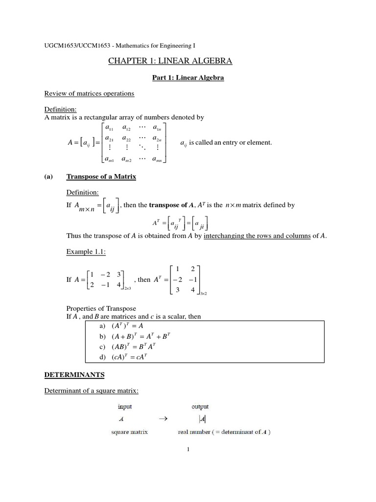 UGCM1653 - Chapter 1 Linear Algebra - 202001 PDF | Download Free PDF ...