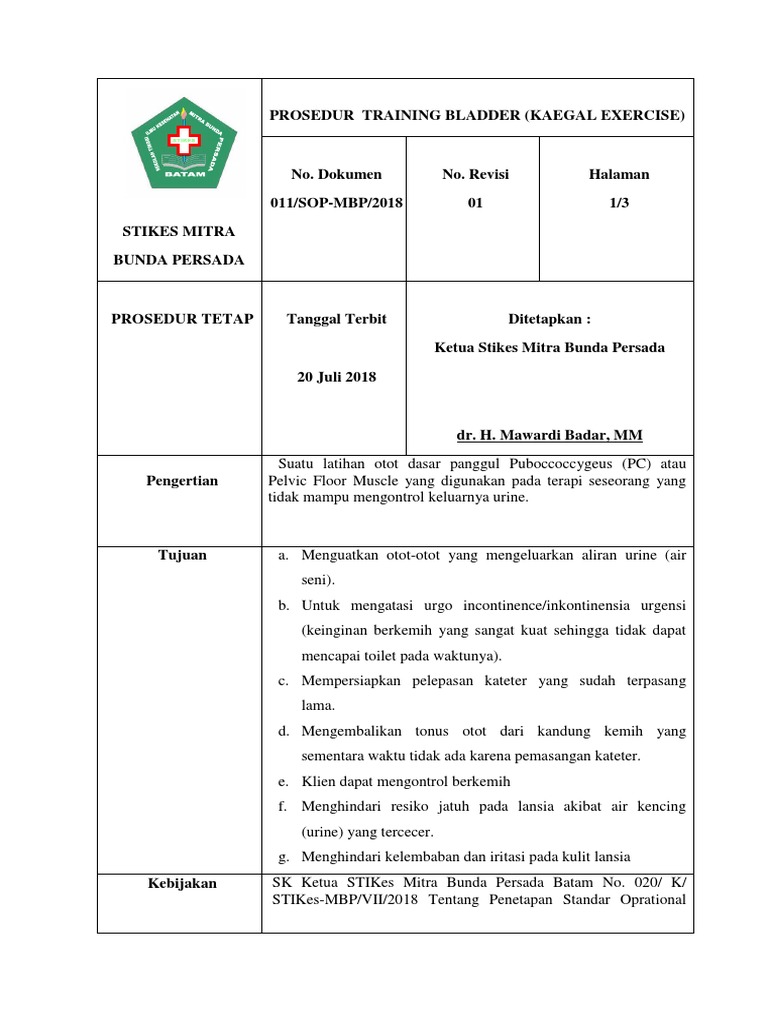 Sop Bladder Training | PDF