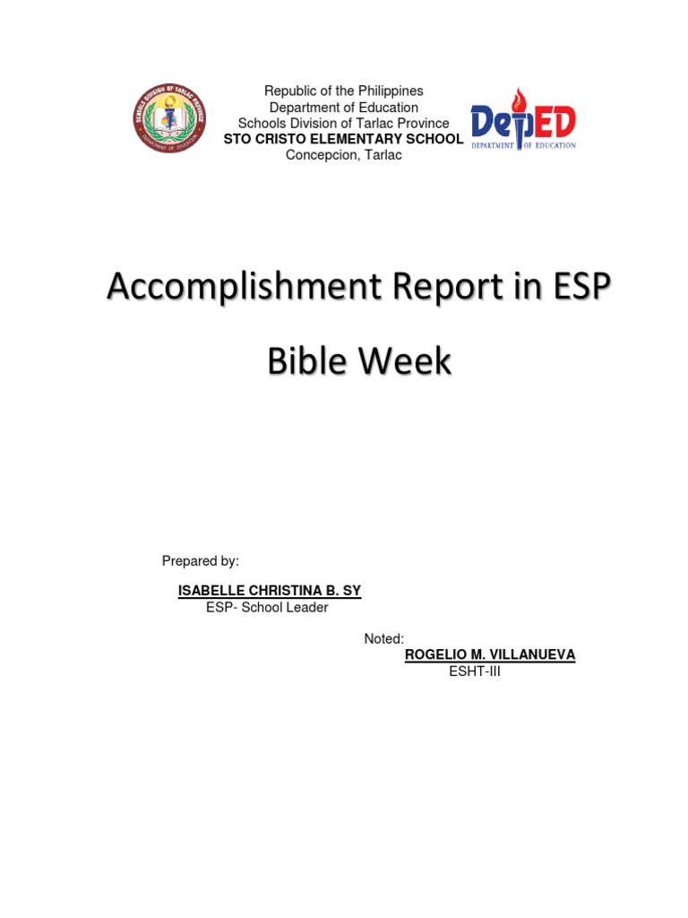 STO CRISTO ESP BIBLE WEEK Report 2020 | PDF | Learning | Teachers