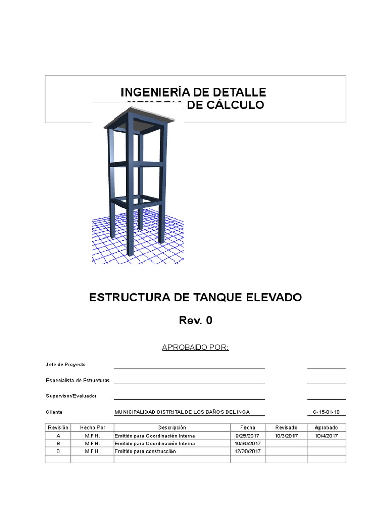 Cálculo estructural de tanque elevado de 15m | PDF | Fundación (Ingeniería) | Hormigón