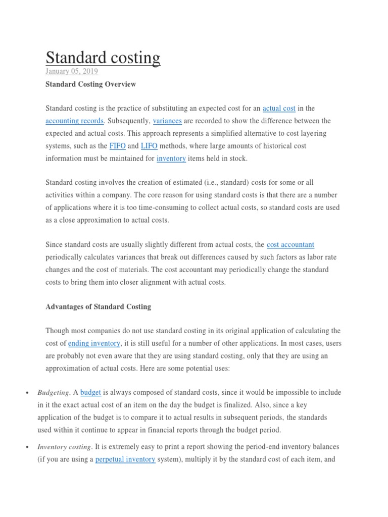 Standard Costing | PDF | Inventory | Variance