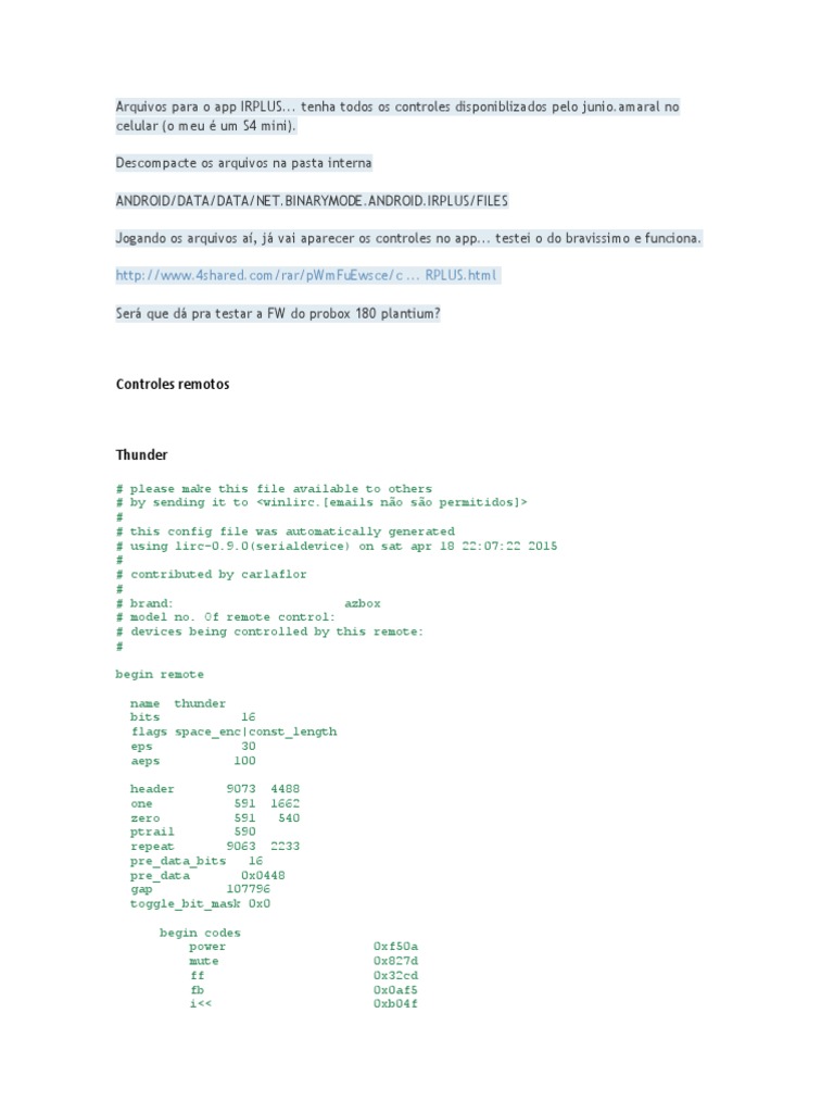 Remote Control Config Files | PDF | Electronics | Radio