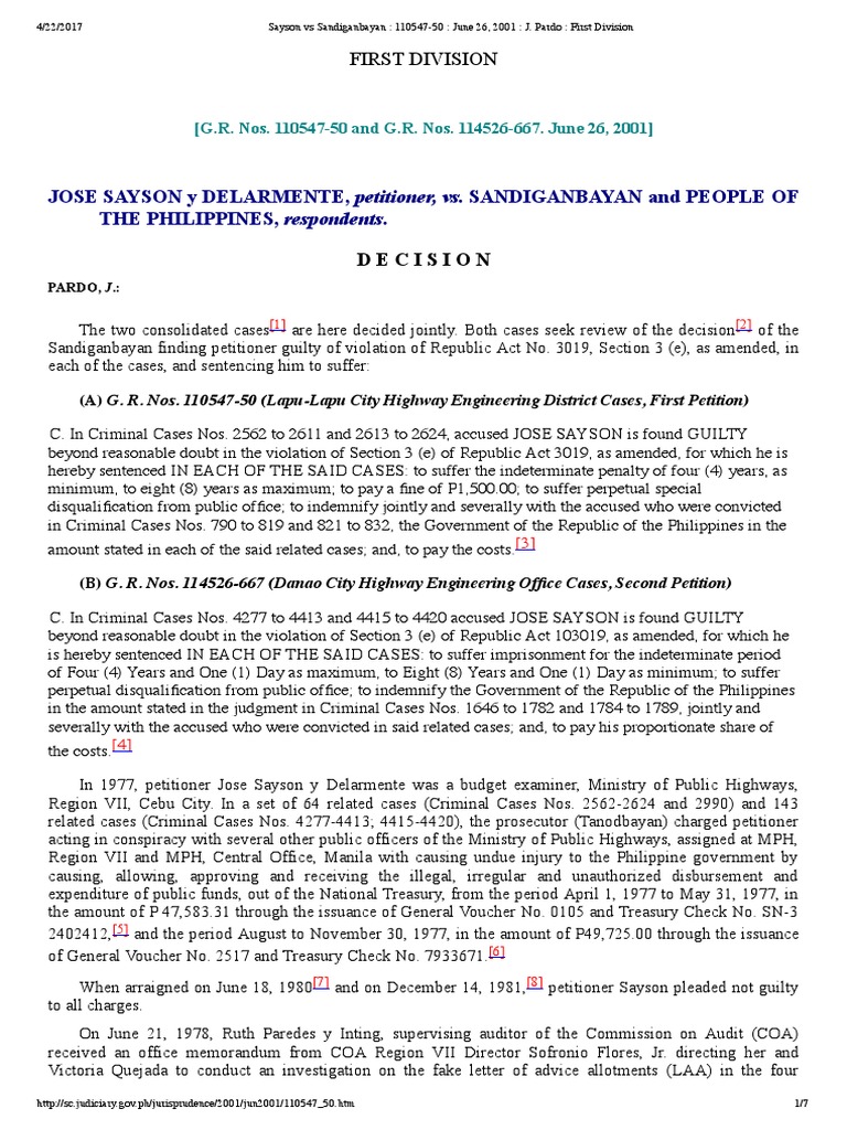 Sayson Vs Sandiganbayan | PDF | Witness | Criminal Procedure In South Africa