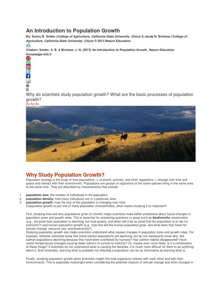 An Introduction To Population Growth | PDF | Logistic Function | World ...