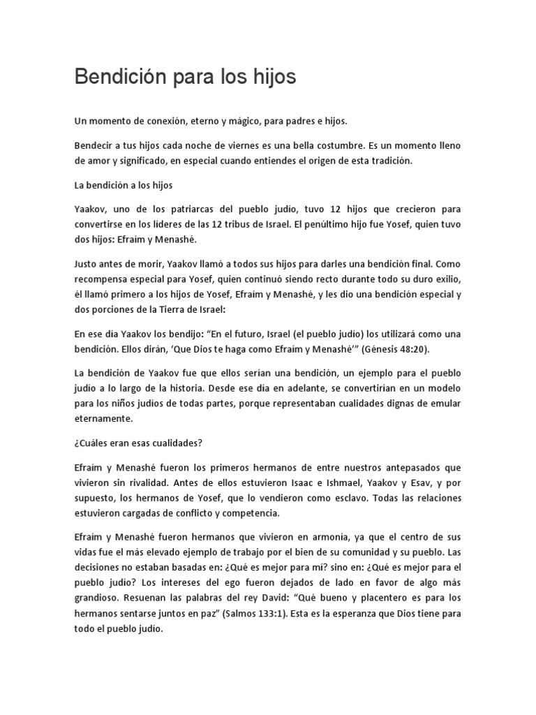Bendición para los hijos | PDF | Bendición | Judios
