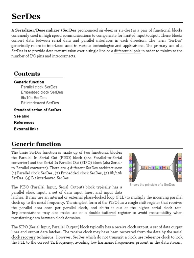 SerDes - Wikipedia | Download Free PDF | Electronics | Computing