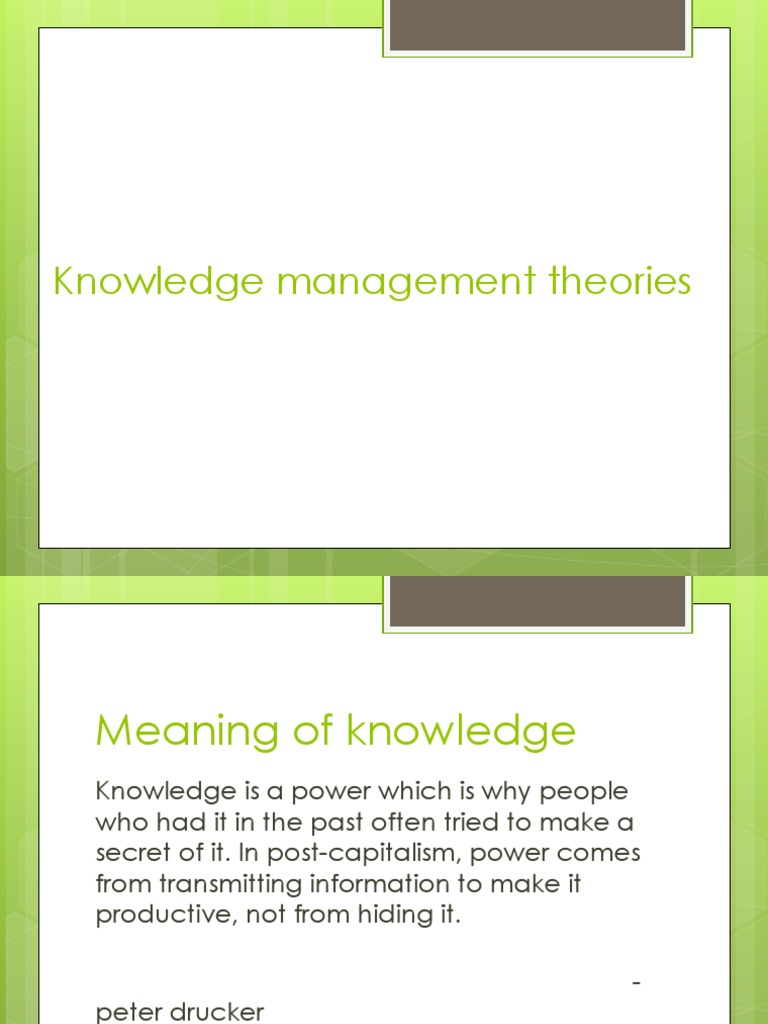 Knowledge Management Theories | PDF | Knowledge Management | Strategic ...