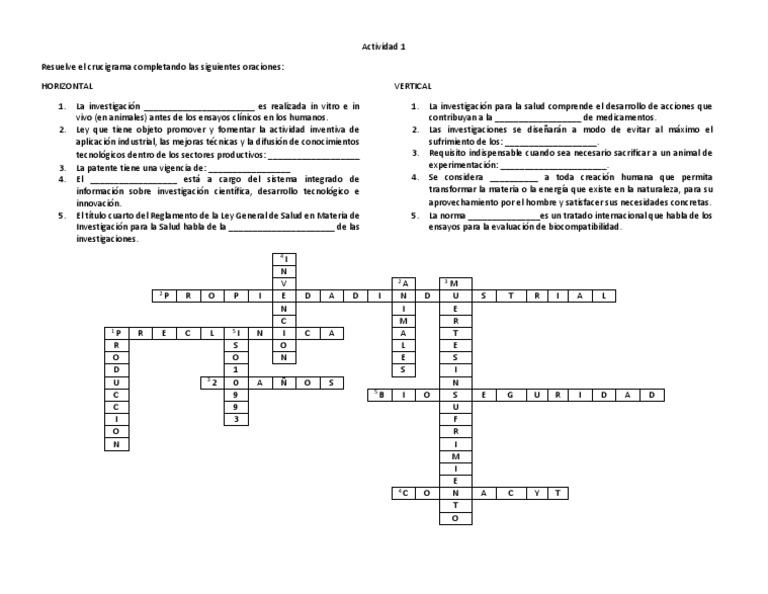 Crucigrama Resuelto | PDF | Patentar | Salud y bienestar