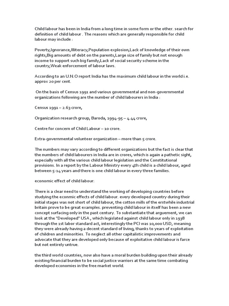 Child Labour Assignment | PDF | Child Labour | Employment