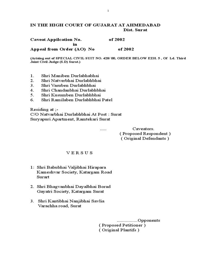 Caveat Application Ao | PDF | Courts | Lawsuit