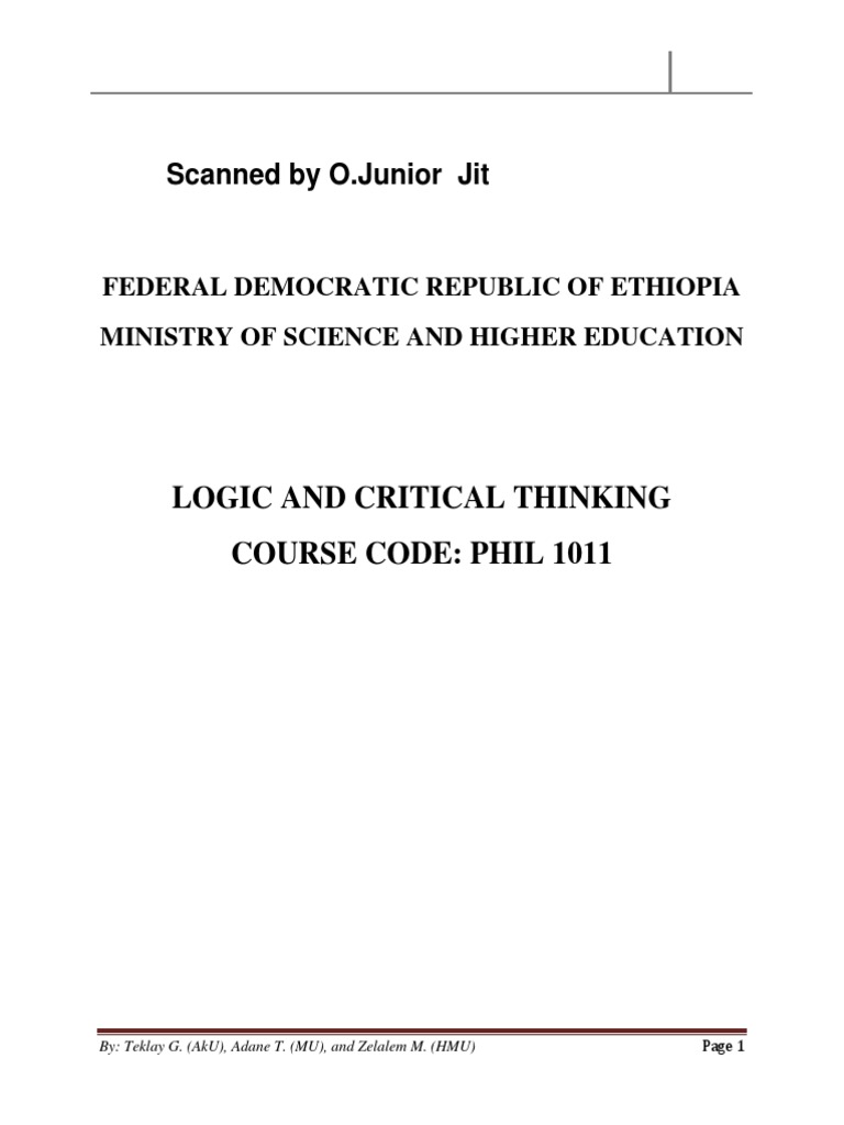 Logic and Critical Thinking Module: An Introduction to Philosophy ...