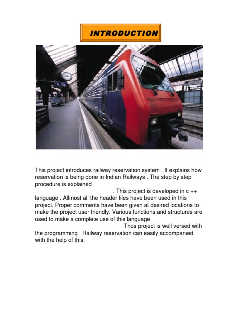 This Project Introduces Railway Reservation System | PDF | Databases ...