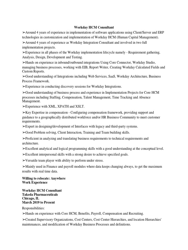 Sample Resume Workday HCM 11 | PDF | Xslt | Web Service