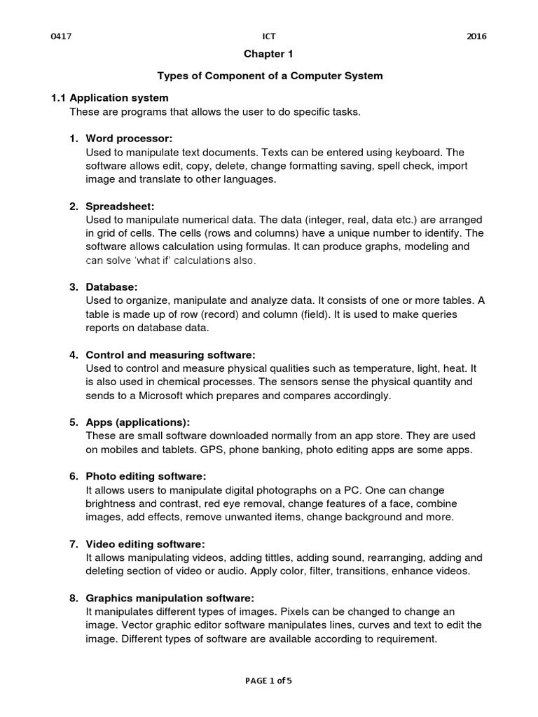 Ict Igcse Chapter 1 Summary | PDF | Computer Program | Programming