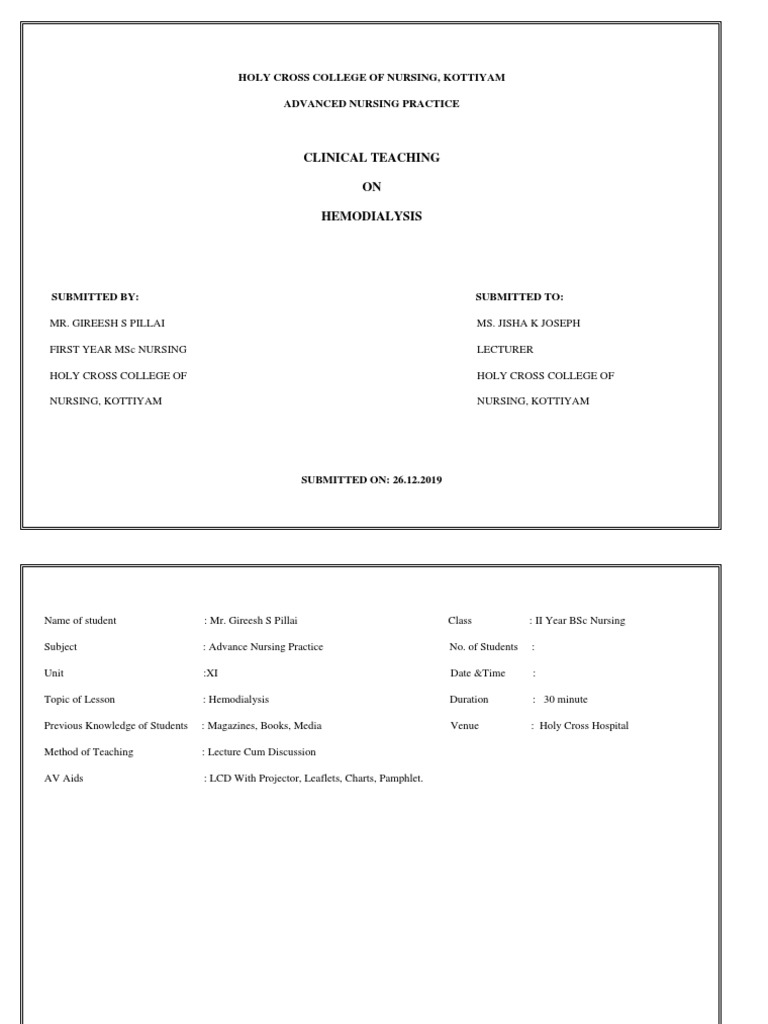 HEMODIALYSIS pdf | Dialysis | Hemodialysis