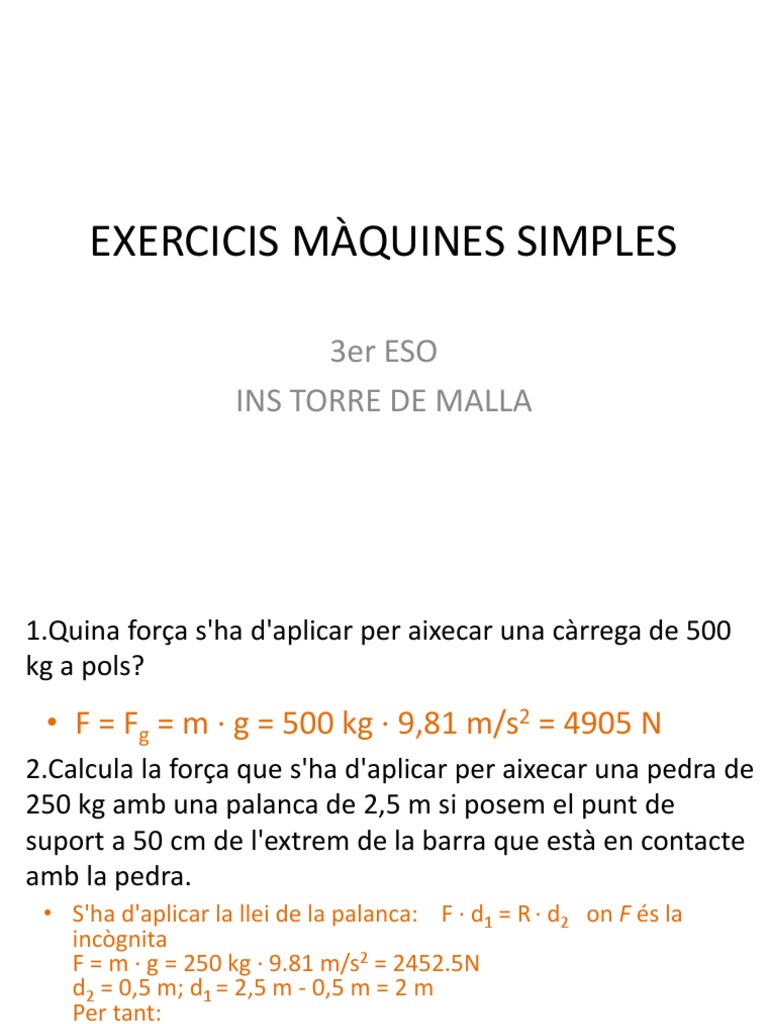 Exercicis Màquines Simples | PDF