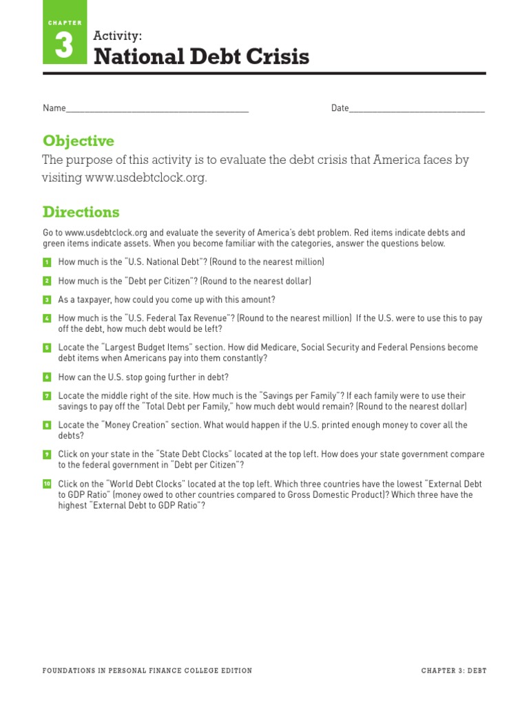 National Debt Crisis Student Activity PDF | PDF | Finance & Money ...