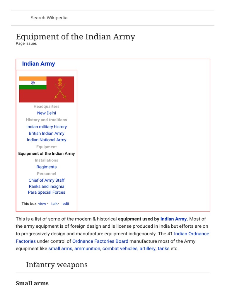 Equipment of The Indian Army Encyclopedia | PDF | Firearms | Military ...