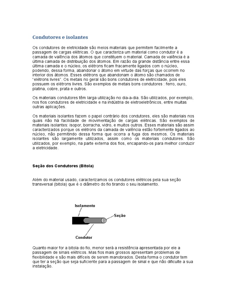 Os principais tipos de materiais condutores e isolantes de eletricidade ...