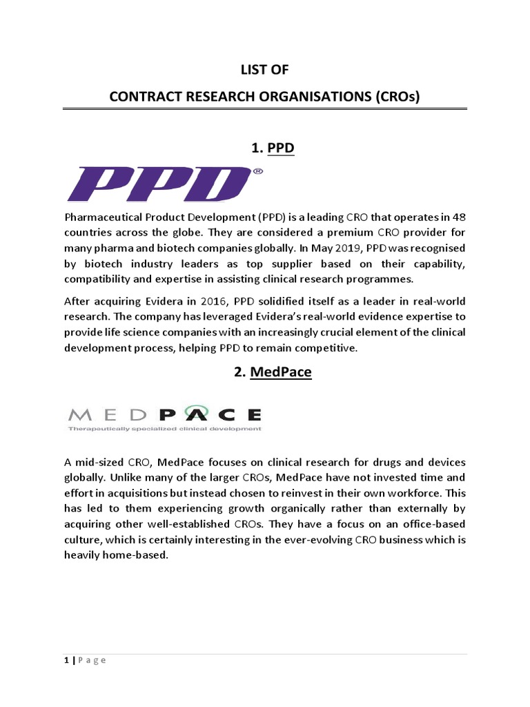 CROs LIST | PDF | Clinical Research | Drug Development