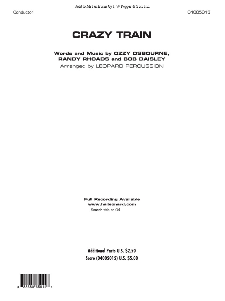 Score - Crazy Train PDF | PDF