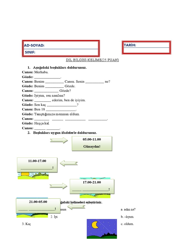 A1 Sınav Son Hali Türkçe | PDF