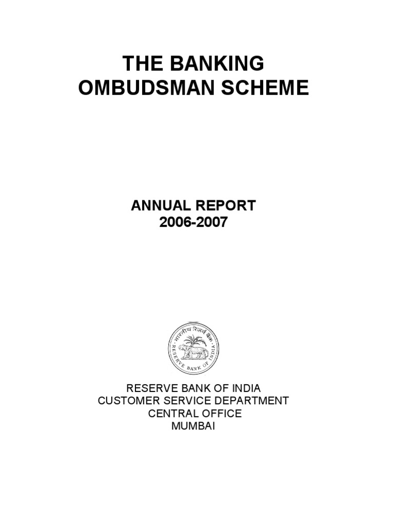 Banking Ombudsman Scheme Report 2006-07 | PDF | Credit Card | Expense