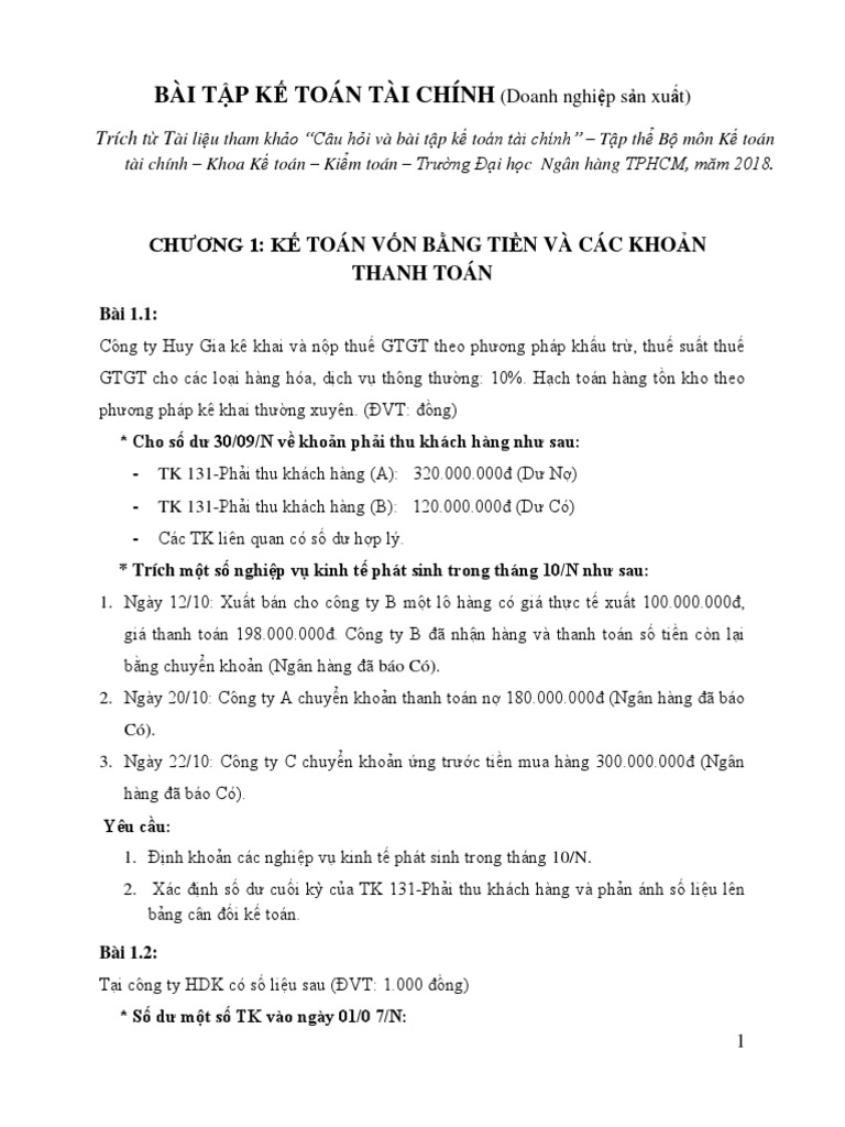 Bai Tap KTTC1 (14-9-2019) | PDF