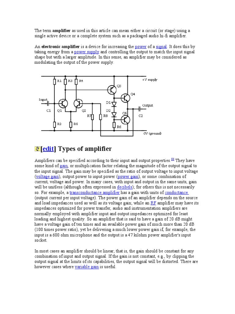 Types of Amplifier: Power Signal Power Supply | PDF | Amplifier ...