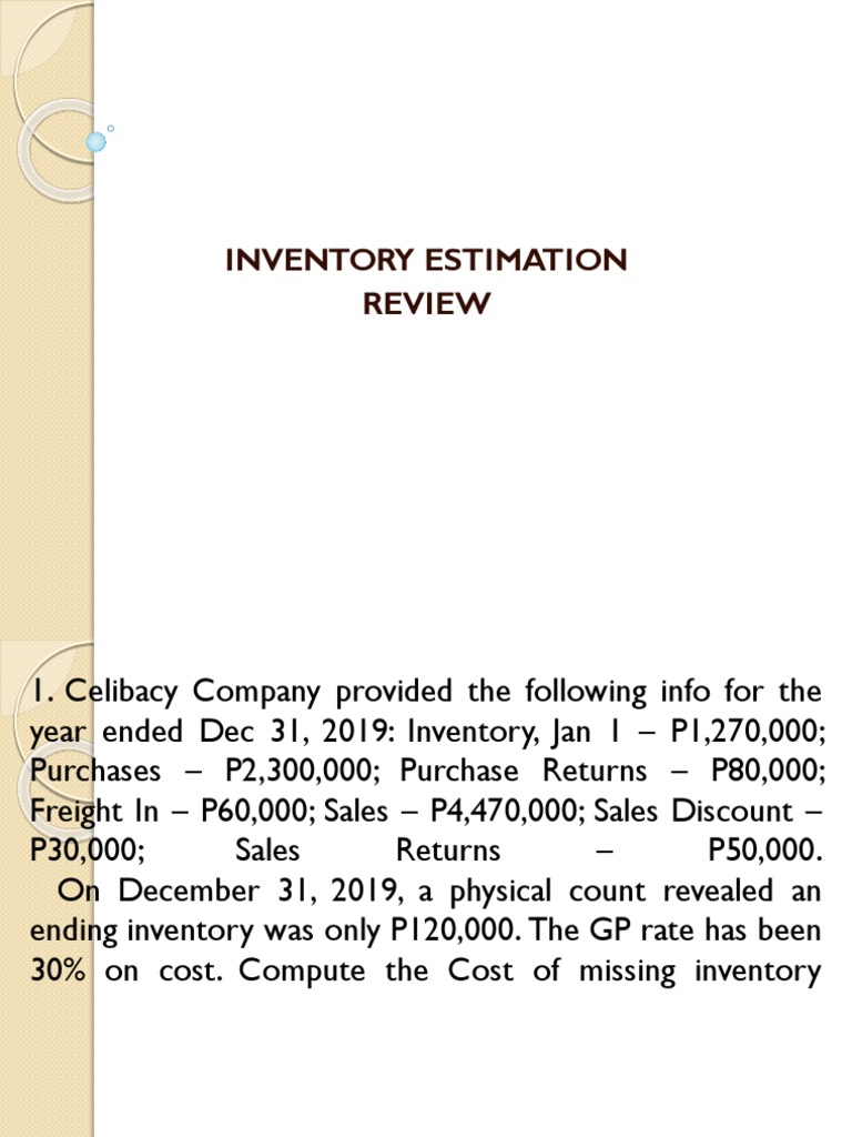 B. Inventory Estimation | PDF | Accounting | Services (Economics)