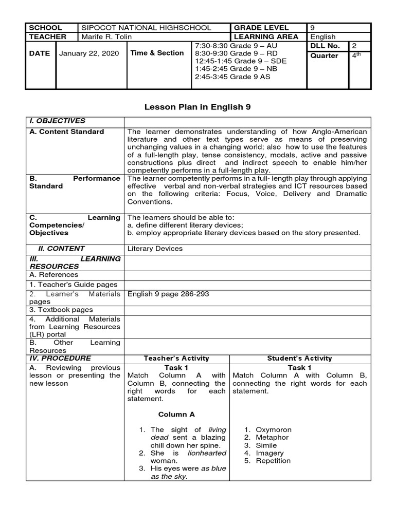 Understanding Literary Devices in Grade 9 | PDF | Rhyme | Poetry