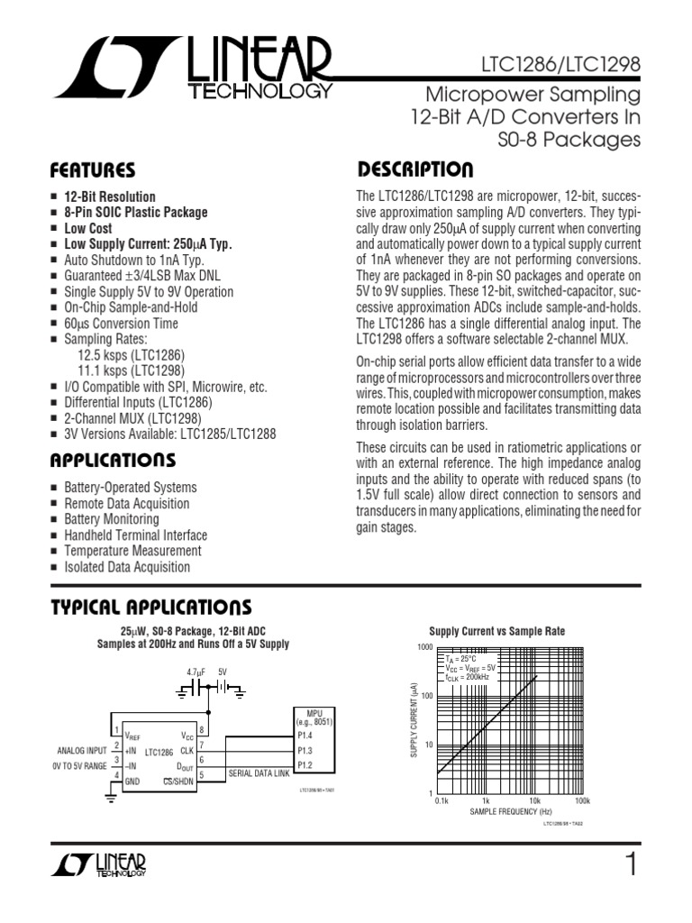 Datasheet LTC1286 Fs | PDF | Analog To Digital Converter | Diode