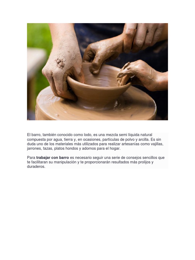 Cómo trabajar con barro: consejos y herramientas para la artesanía | PDF