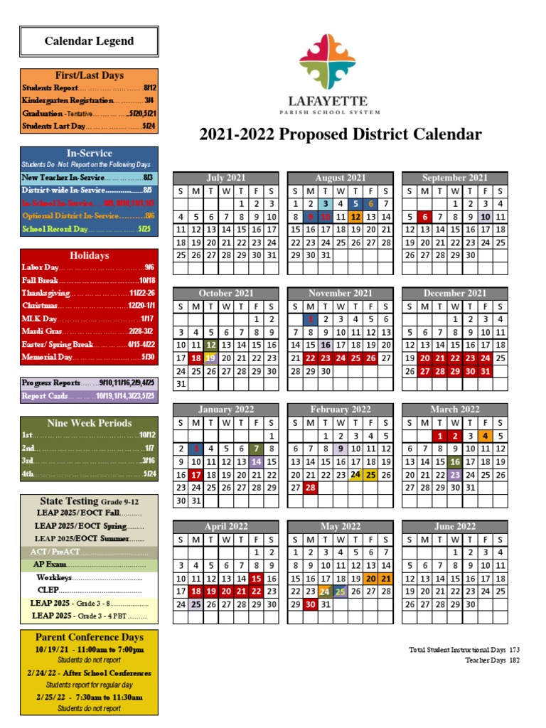 LPSS Proposed District Calendar FY2021-2022 | PDF | Academic Term ...