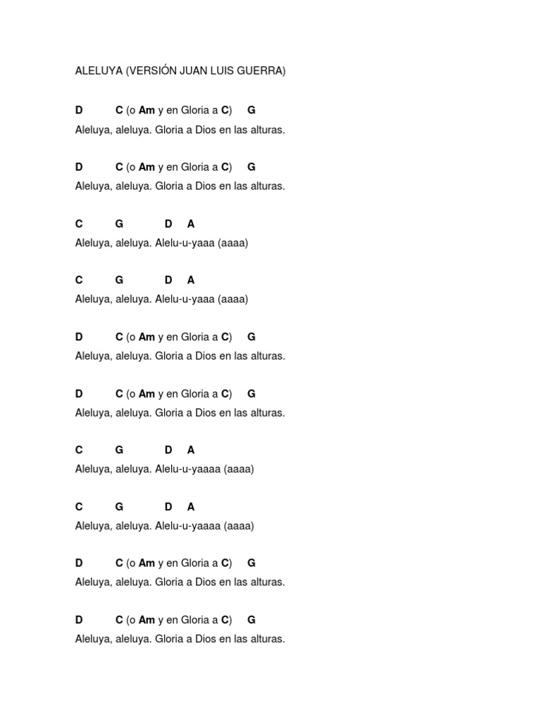 Aleluya (JLG) - Letra y Acordes | PDF