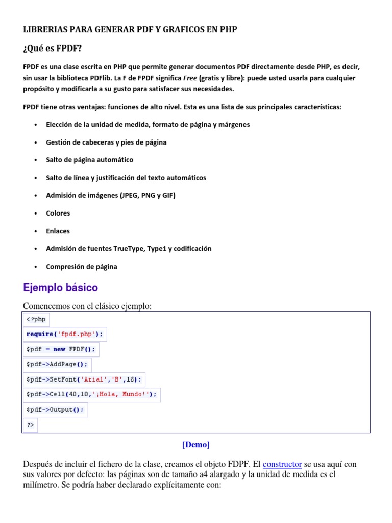 Librerias para Generar PDF y Graficos en PHP | PDF | SQL | Archivo de ...