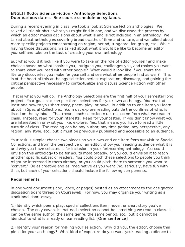 Sci Fi Anthology Selections | PDF | Science Fiction | Genre