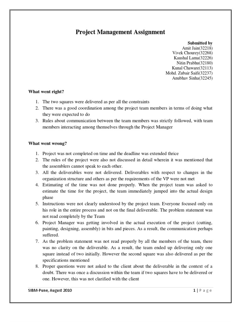 Project Management Assignment | PDF | Knowledge | Business