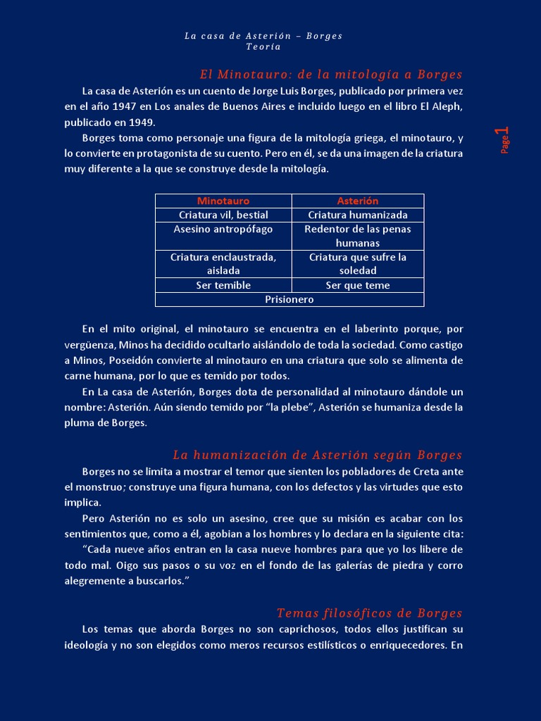 La Casa de Asterión - Jorge Luis Borges | PDF | Minotauro