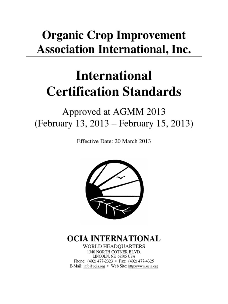OCIA - International Certification Standards | PDF | Organic Farming ...