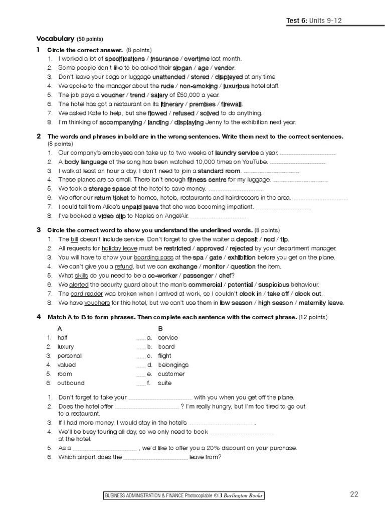 Tests 22 | PDF | Hotel | Business