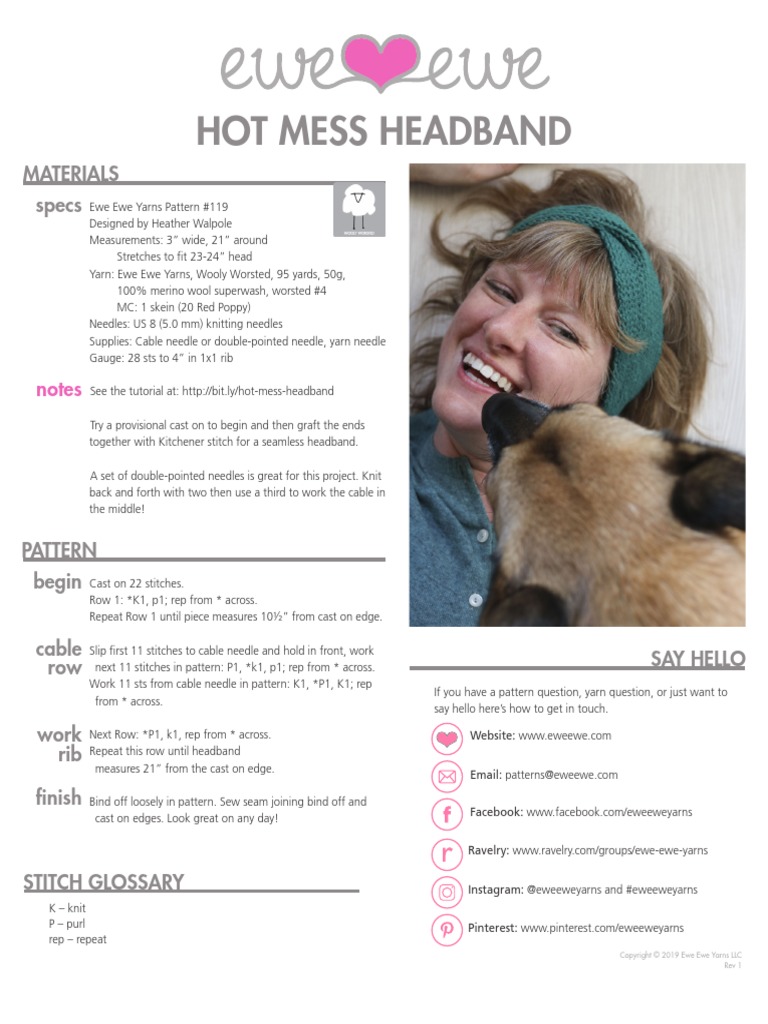 Hot Mess Headband Knit | PDF | Knitting | Yarn